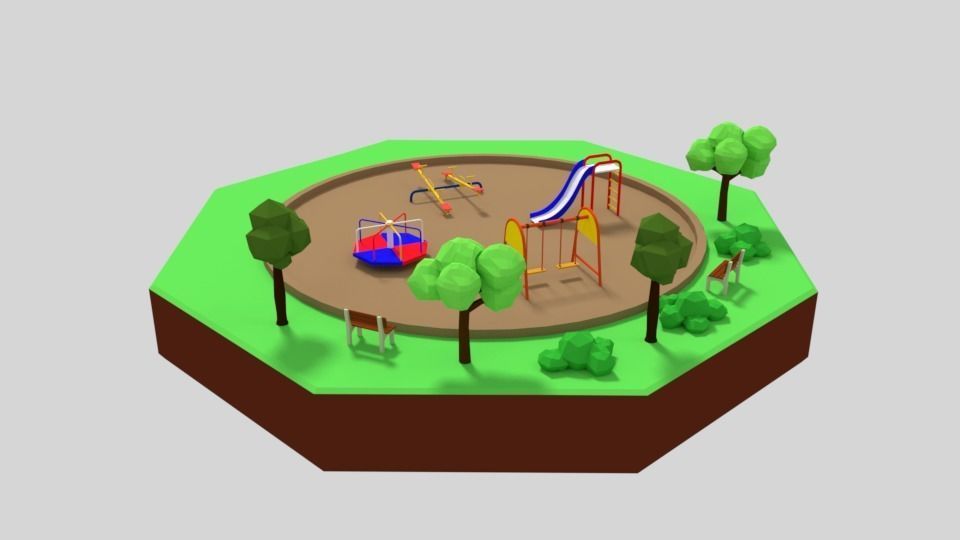 3D model Low Poly Cartoon Playground Scene VR / AR / low-poly | CGTrader