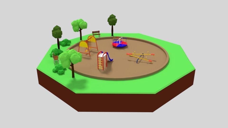 3D model Low Poly Cartoon Playground Scene VR / AR / low-poly | CGTrader