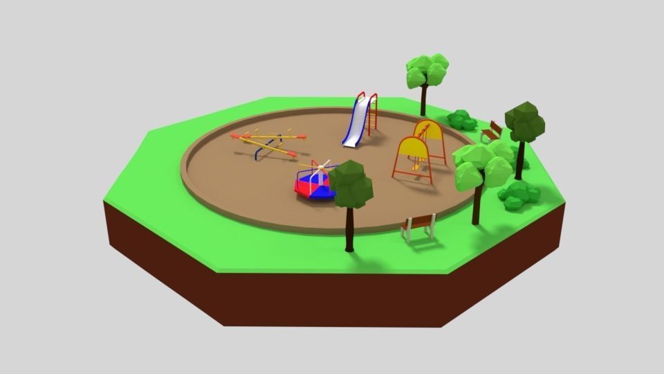 3D model Low Poly Cartoon Playground Scene VR / AR / low-poly | CGTrader