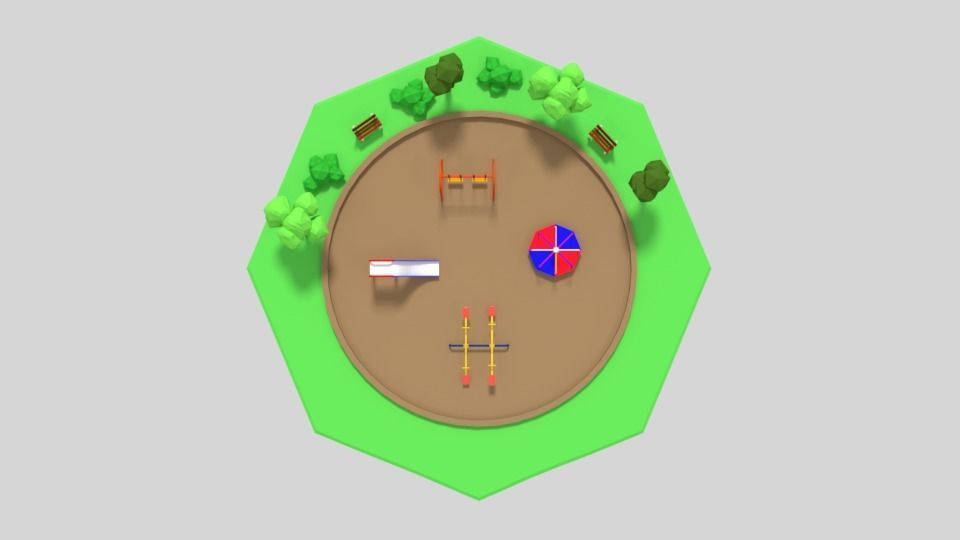 3D model Low Poly Cartoon Playground Scene VR / AR / low-poly | CGTrader