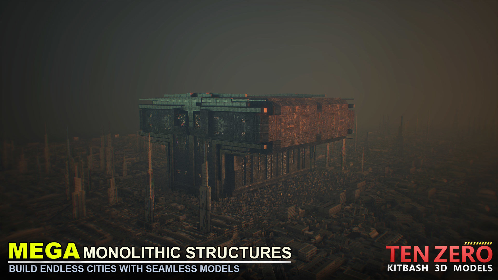 MEGA MONOLITHIC STRUCTURES SCI-FI KITBASH 3D model | CGTrader