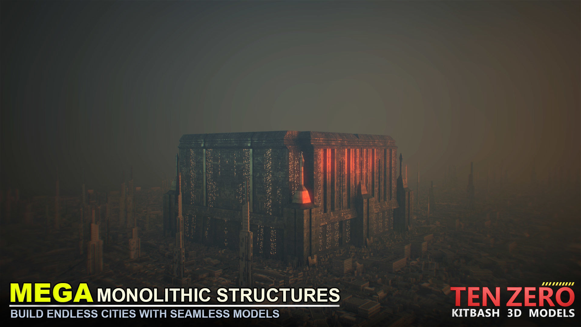 MEGA MONOLITHIC STRUCTURES SCI-FI KITBASH 3D model | CGTrader