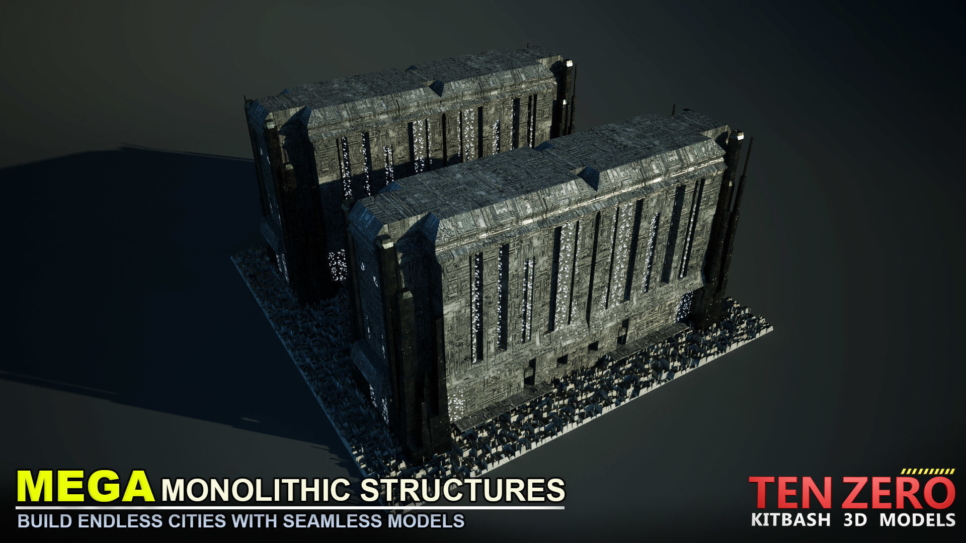 MEGA MONOLITHIC STRUCTURES SCI-FI KITBASH 3D model | CGTrader