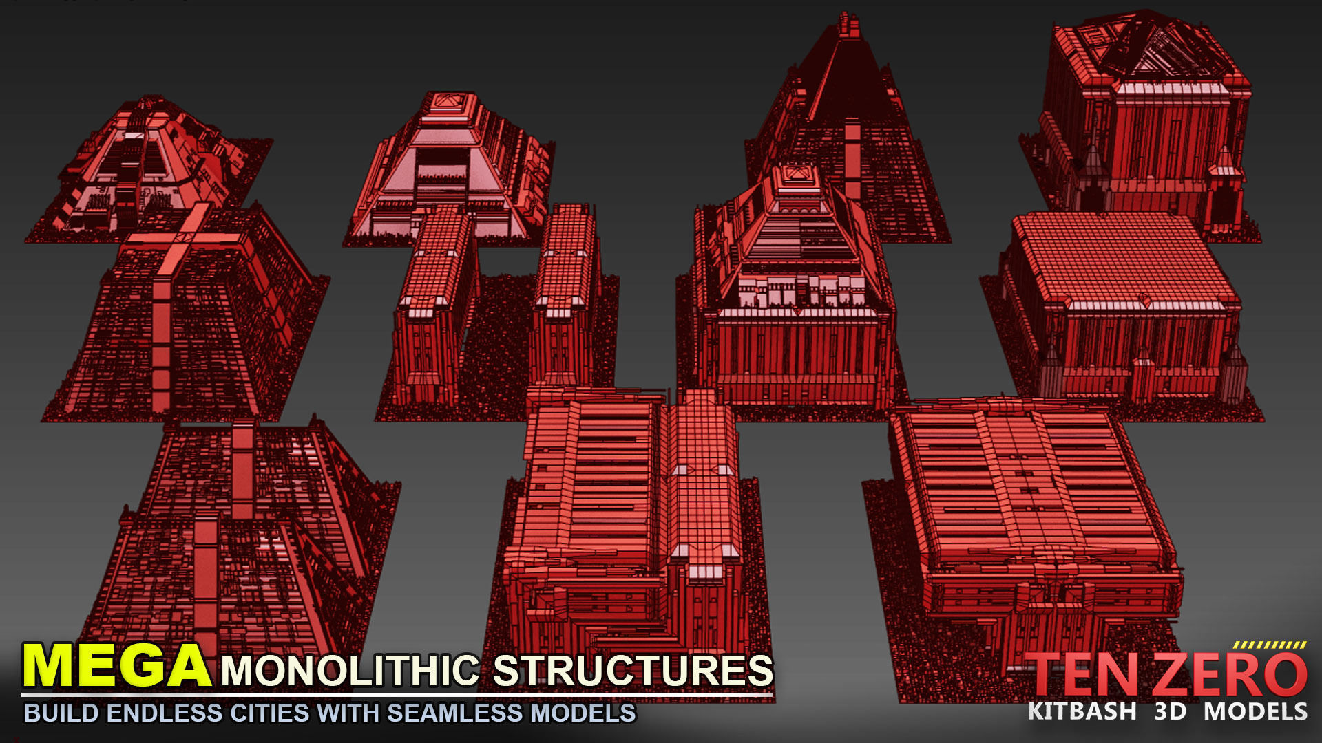 MEGA MONOLITHIC STRUCTURES SCI-FI KITBASH 3D model | CGTrader