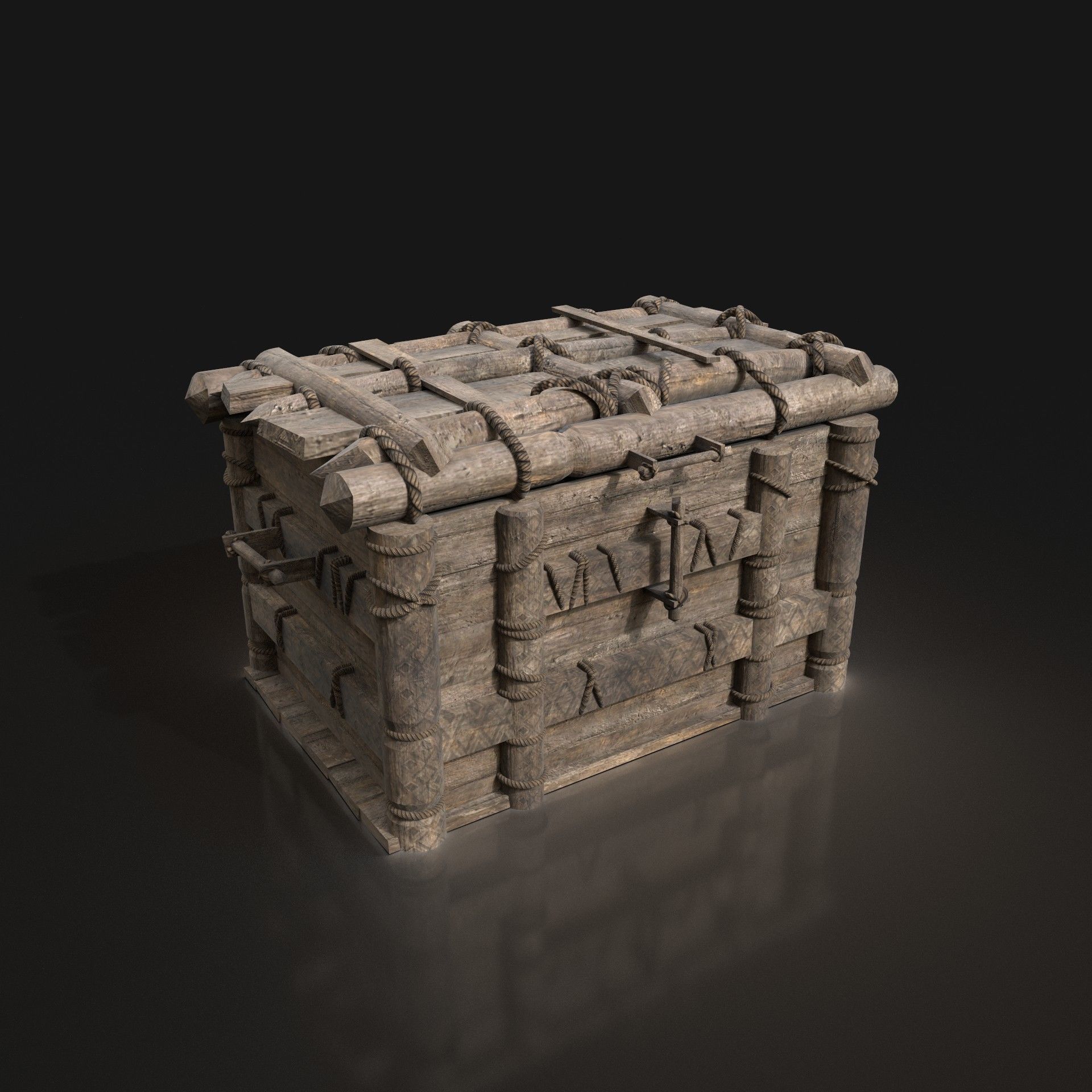 3D model Medieval Wooden Treasure Chest Box Locker Viking Dungeon Cave ...
