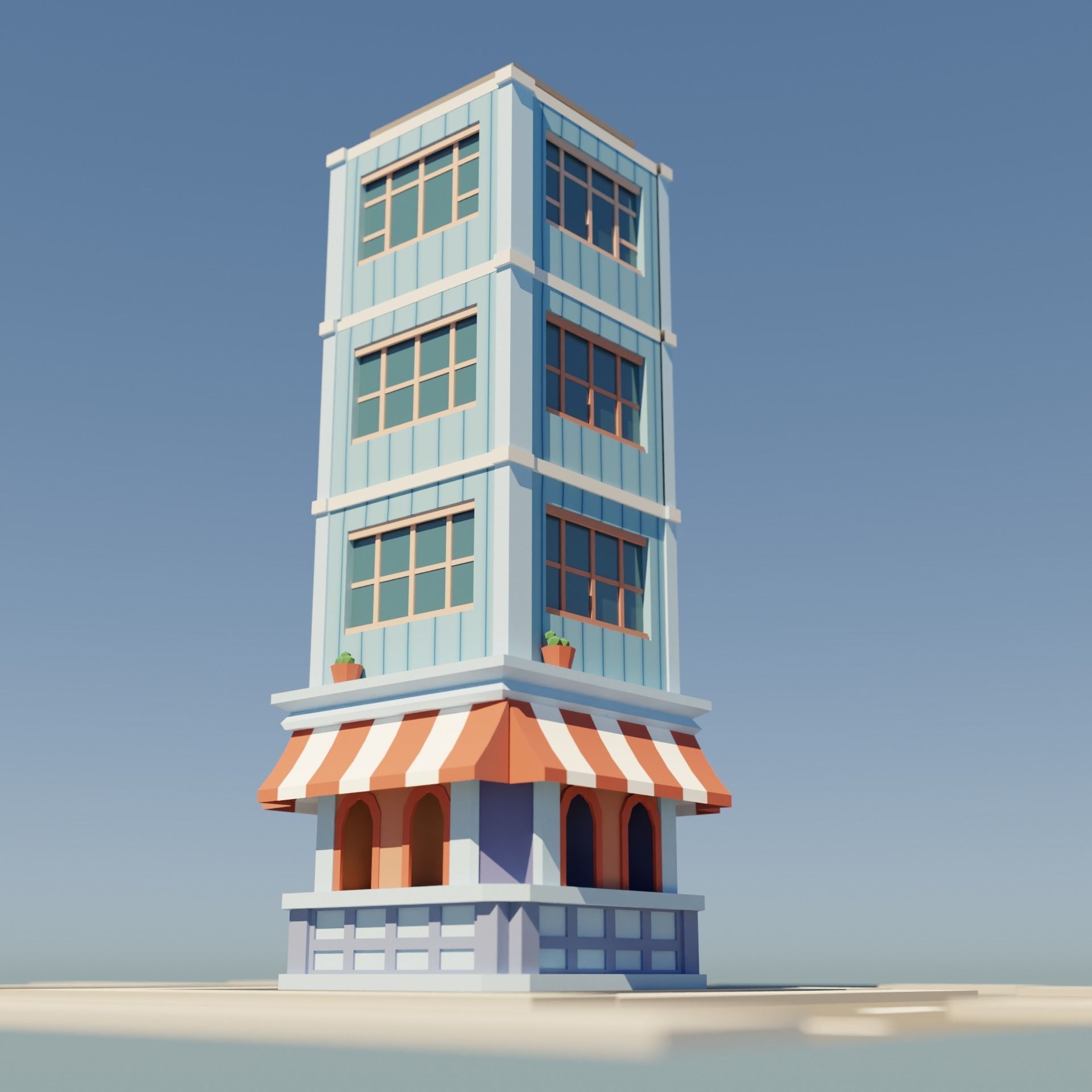 Free Low Poly building Cartoon Style game model free VR / AR / low-poly ...