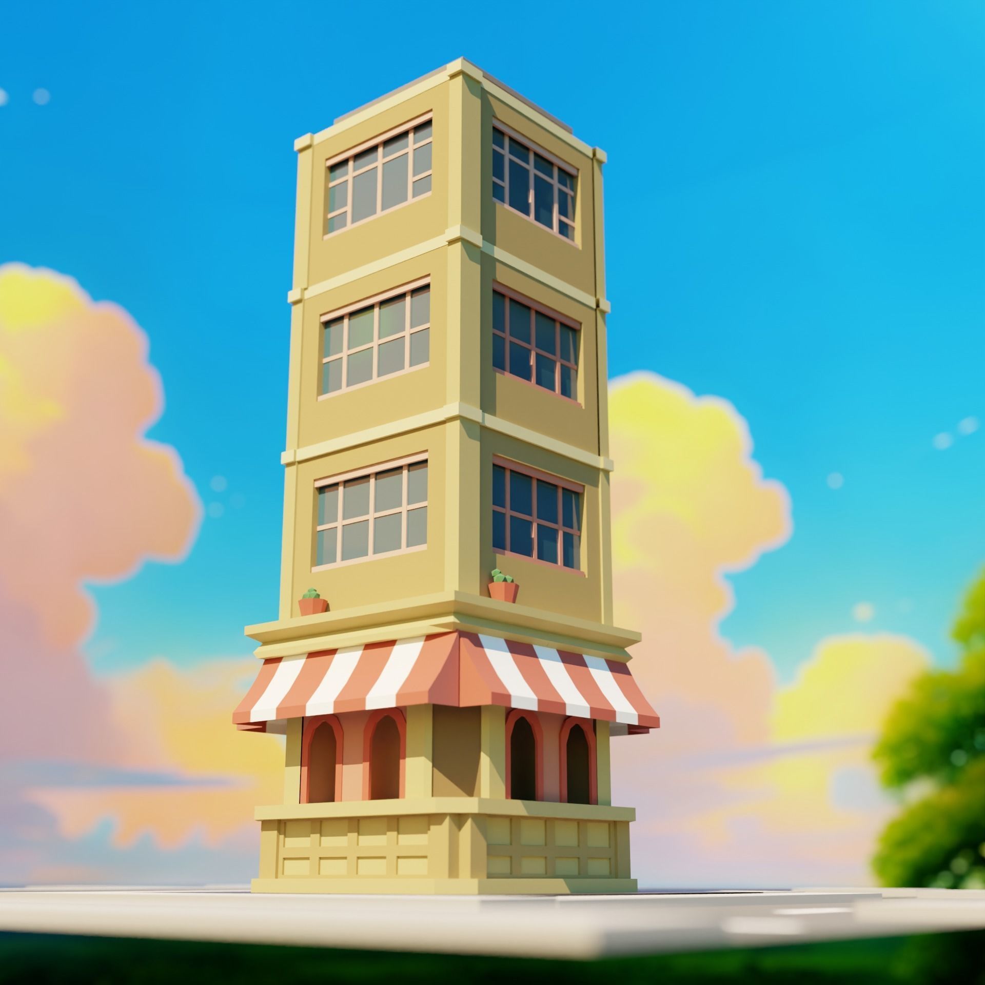 Free Low Poly building Cartoon Style game model free VR / AR / low-poly ...