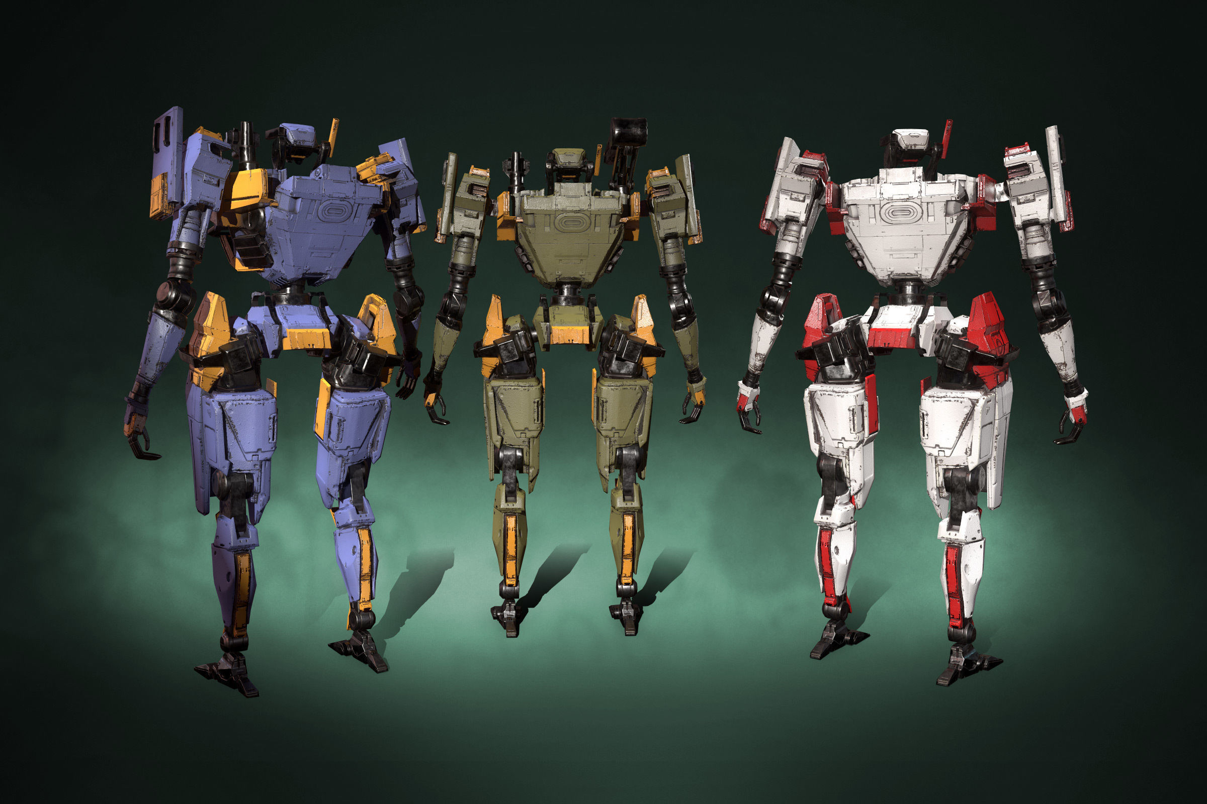 3D model Humanoid Robot 02 Heavy Armor Low-poly 3D model VR / AR / low ...