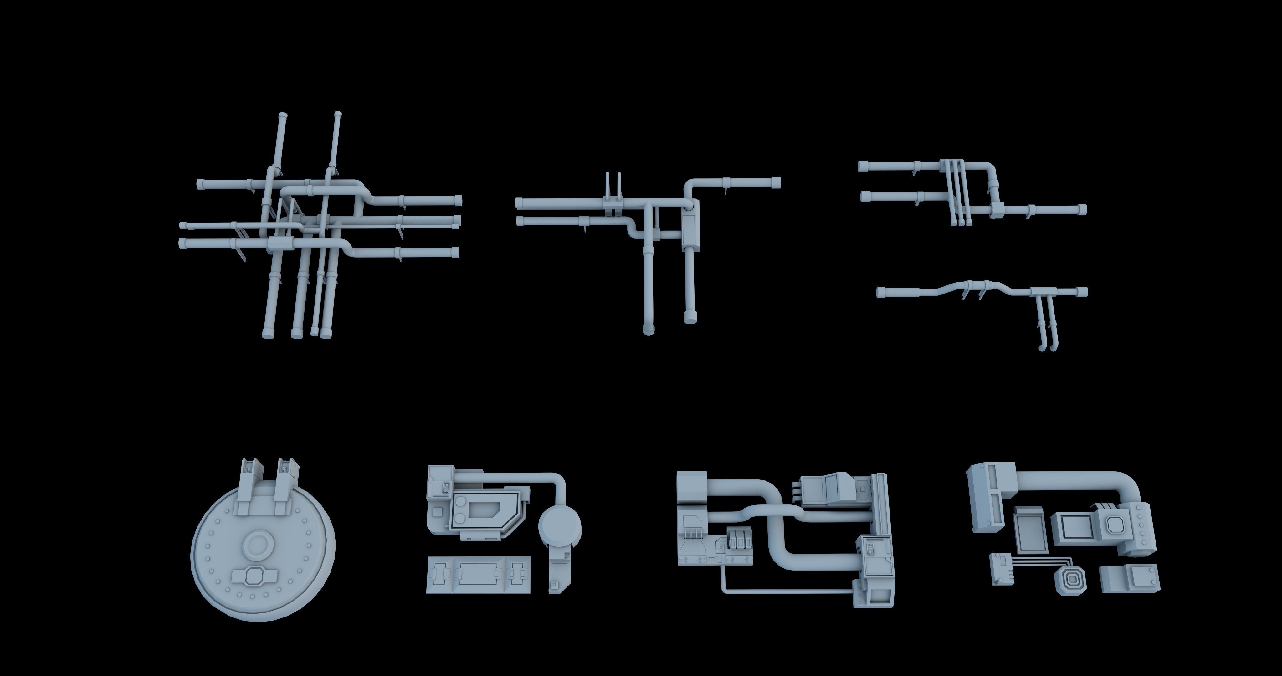 Sci-Fi Greeble Kitbash 3D model | CGTrader