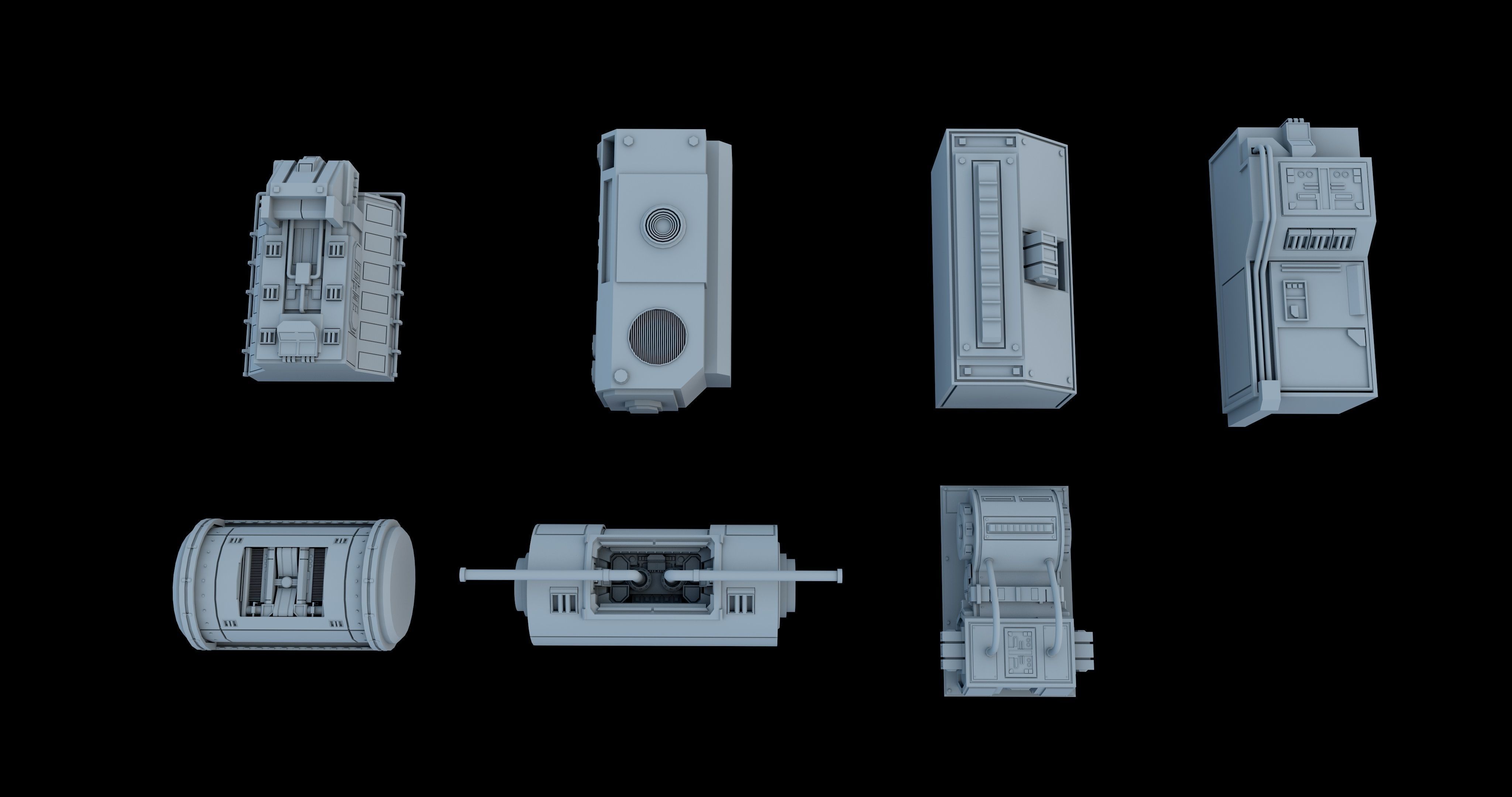 Sci-Fi Greeble Kitbash 3D model | CGTrader