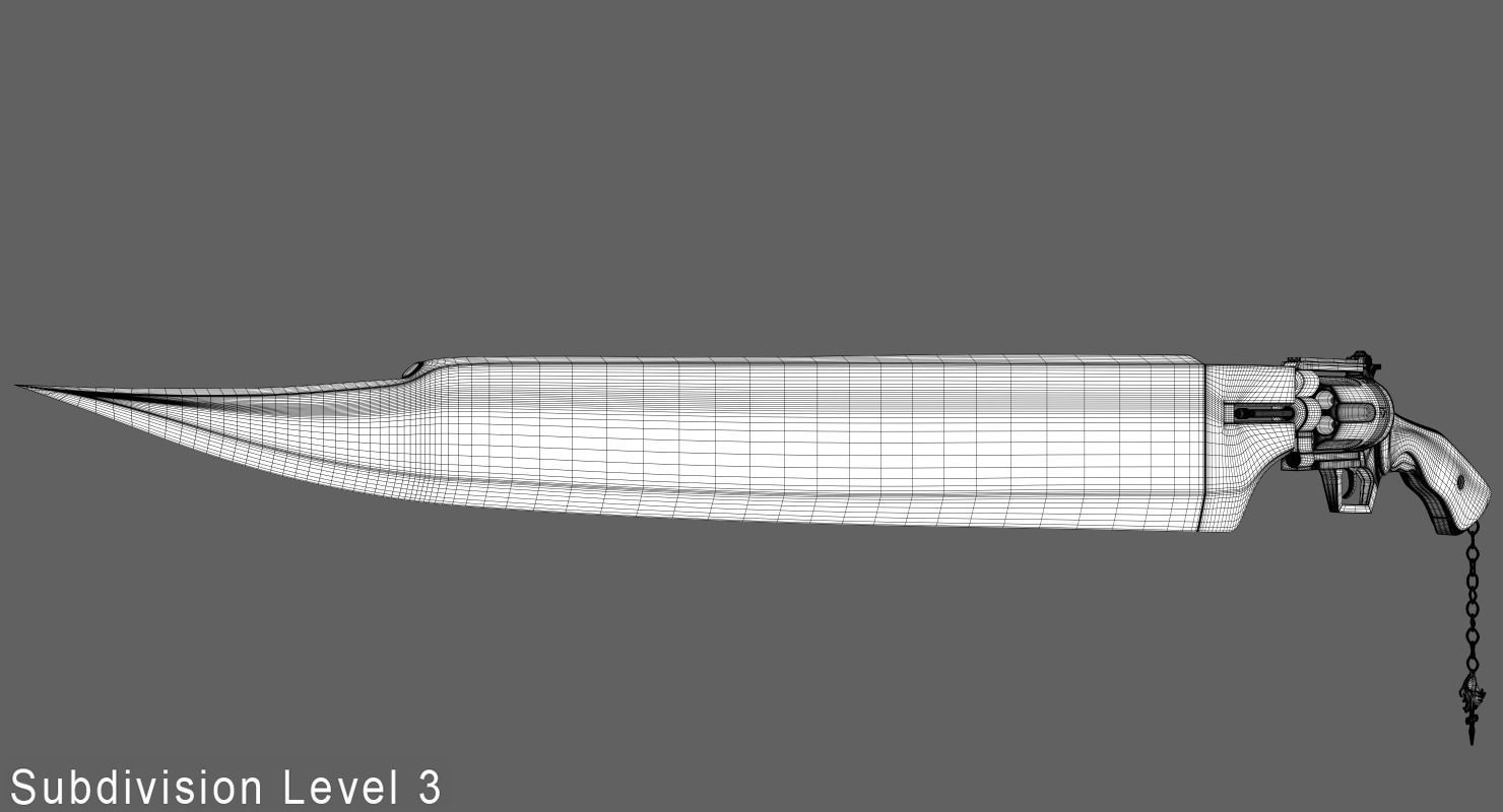 3D model Gunblade final fantasy vii sword VR / AR / low-poly | CGTrader