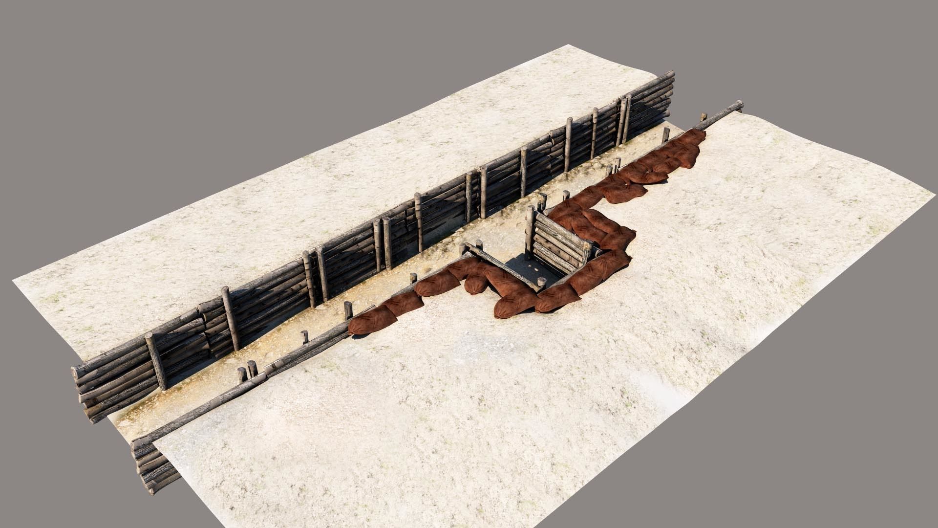 Trenches 3D model wall with hole in it 3D model | CGTrader