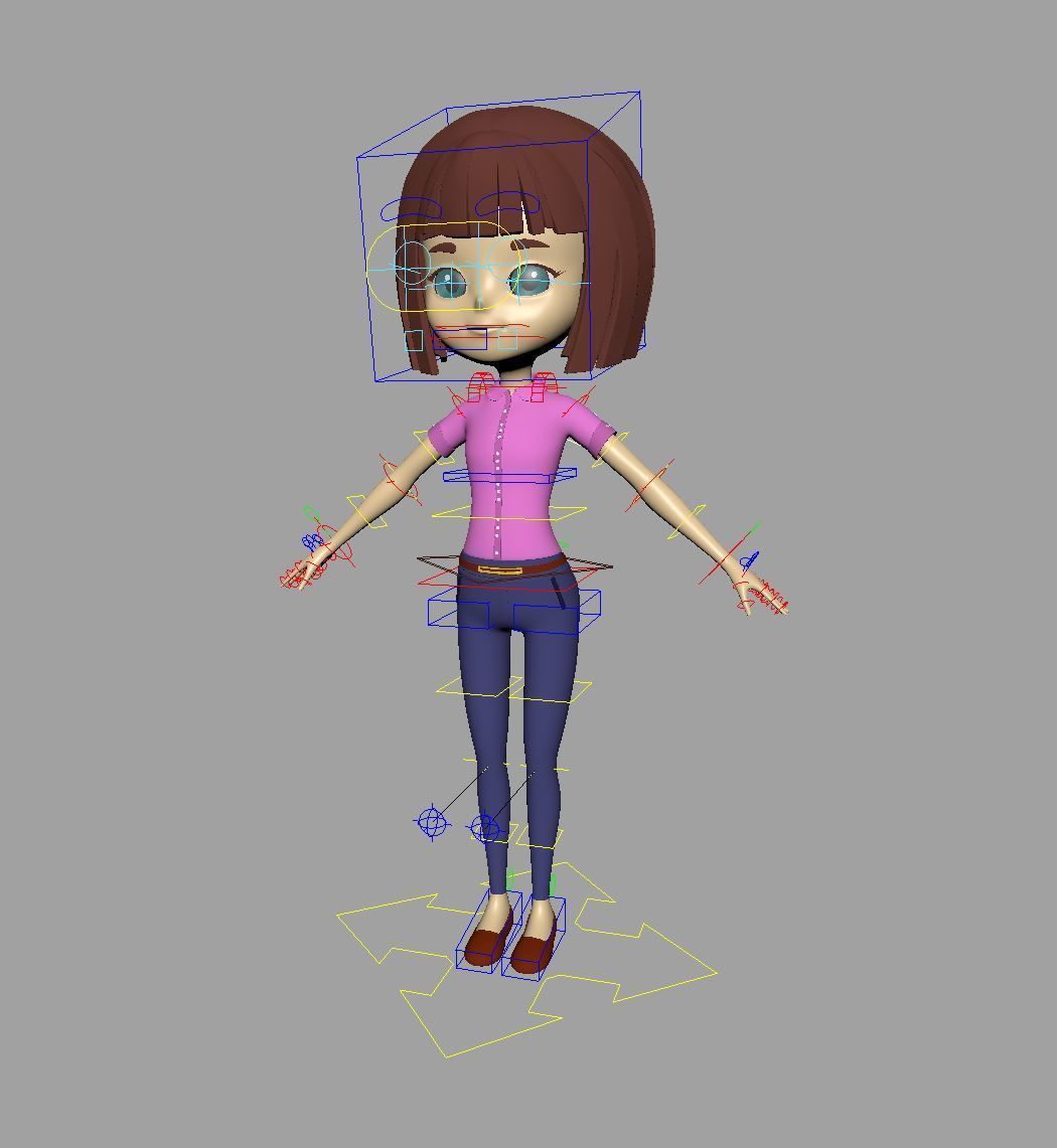 3D short hair woman RIG 3D model rigged | CGTrader