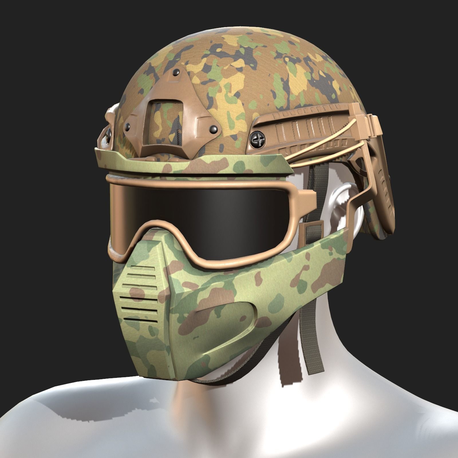 3D model Helmet mask millitary combat soldier armor scifi VR / AR / low ...