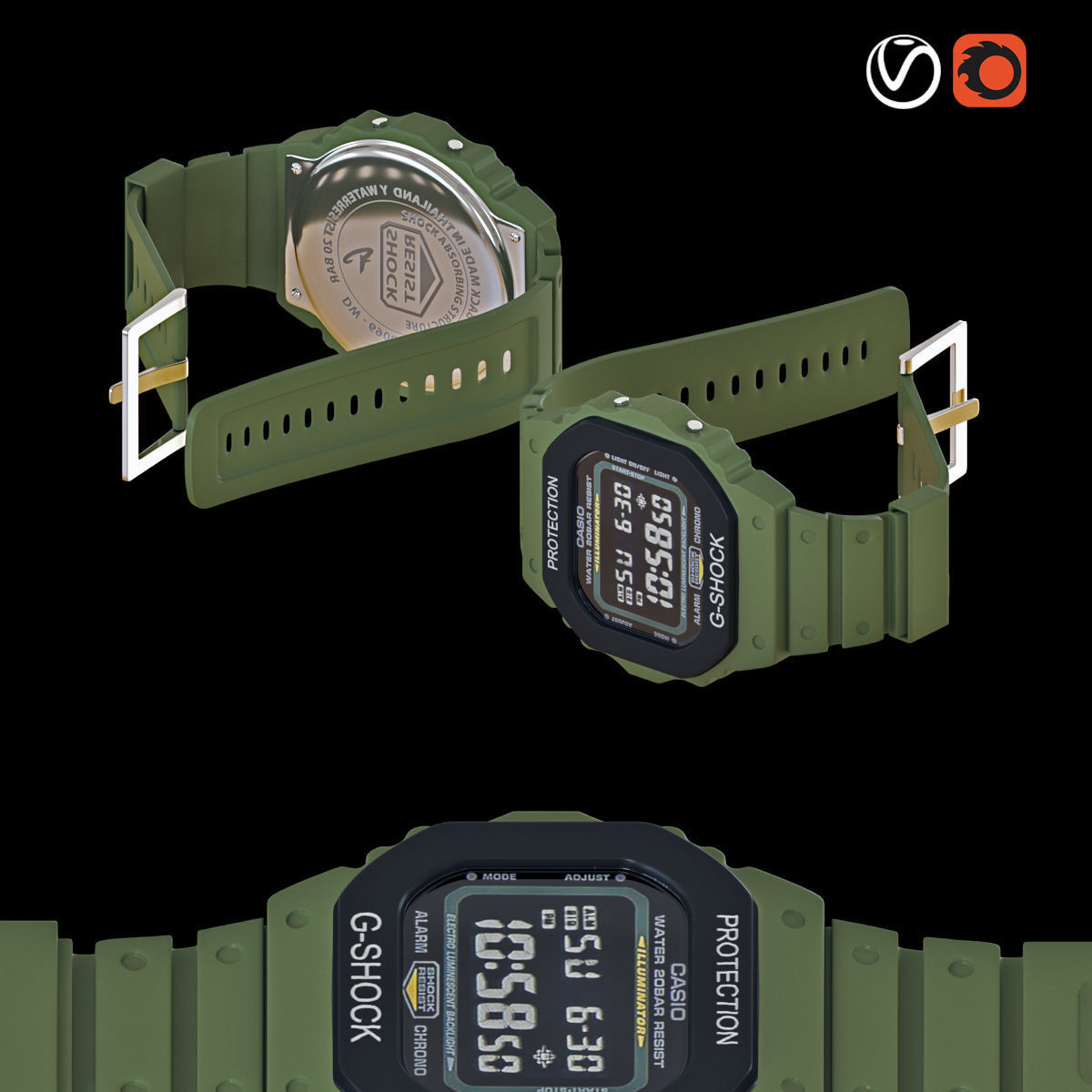 G shock watch 3D model | CGTrader