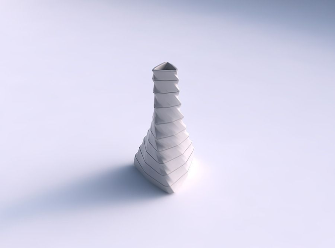 Vase twist tilted triangle with horizontal dents and twisted ... 3D ...