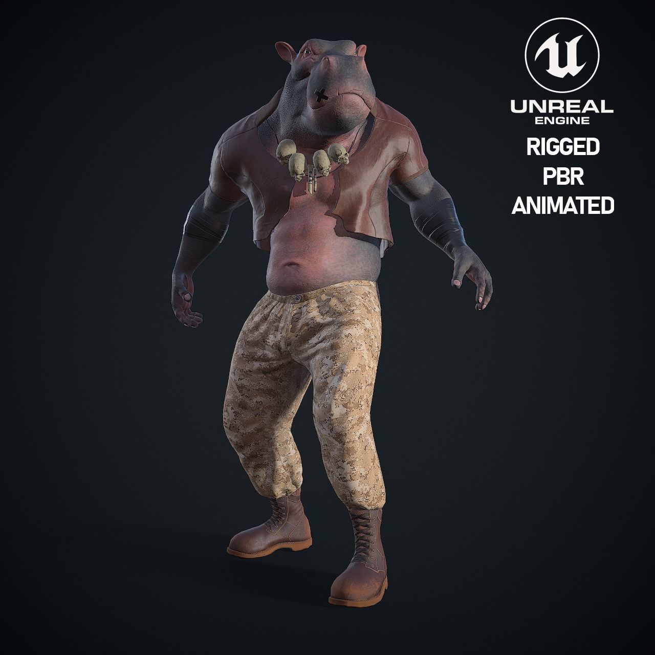 3D model Hippo character VR / AR / low-poly rigged animated | CGTrader