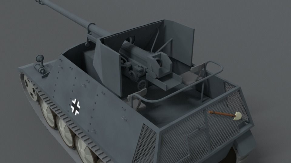 3D model Low Poly Cartoon SdKFz 132 Marder II Tank VR / AR / low-poly ...