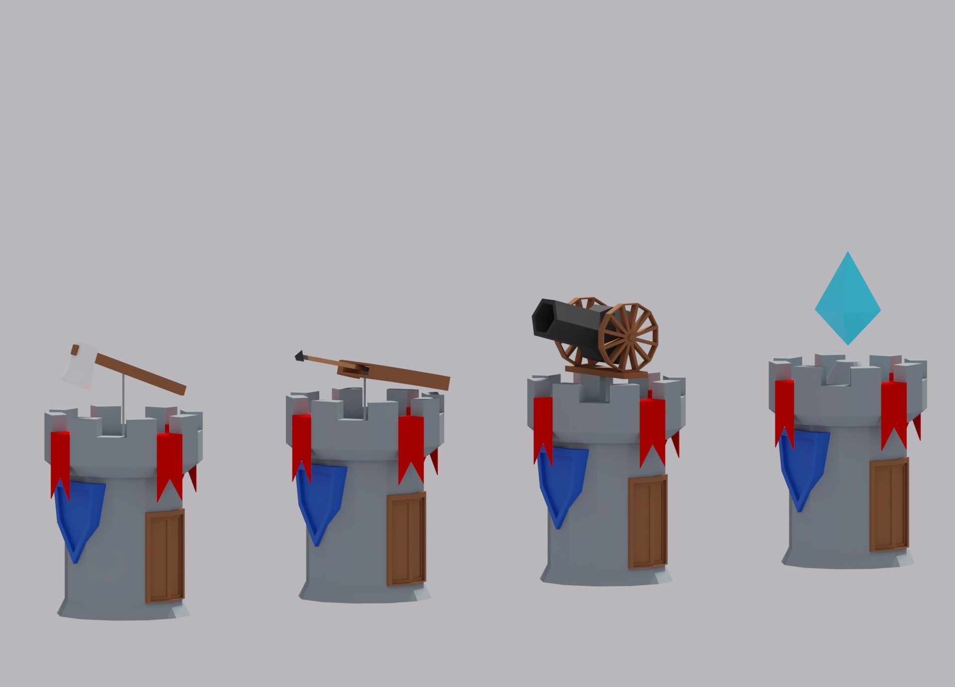 3D model Cartoon Simple Tower Defense Assets VR / AR / low-poly | CGTrader