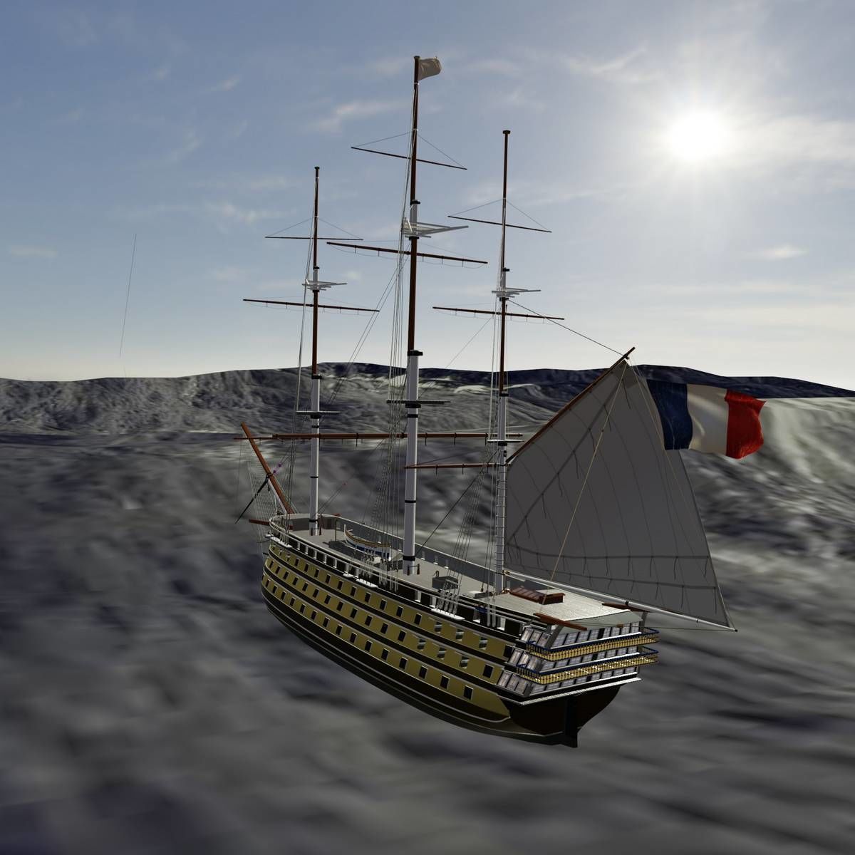 Sail Vessel Le Montebello - 1850 3D model | CGTrader