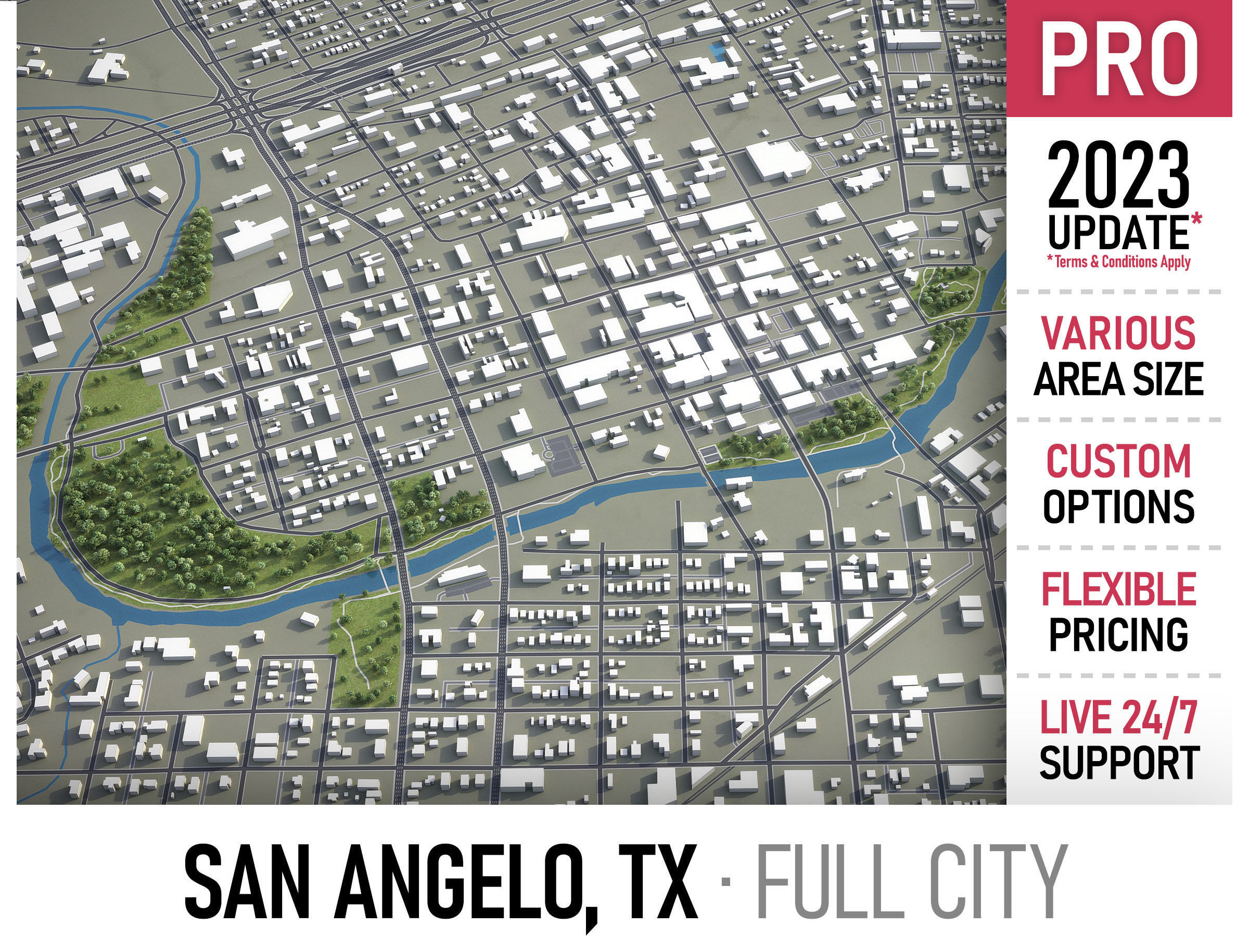 3D model San Angelo - Texas VR / AR / low-poly | CGTrader