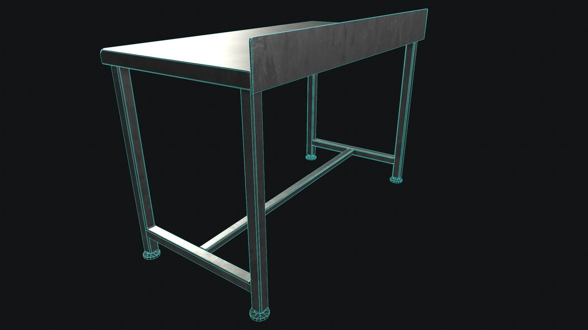 3D model Welded industrial stainless steel table VR / AR / low-poly ...