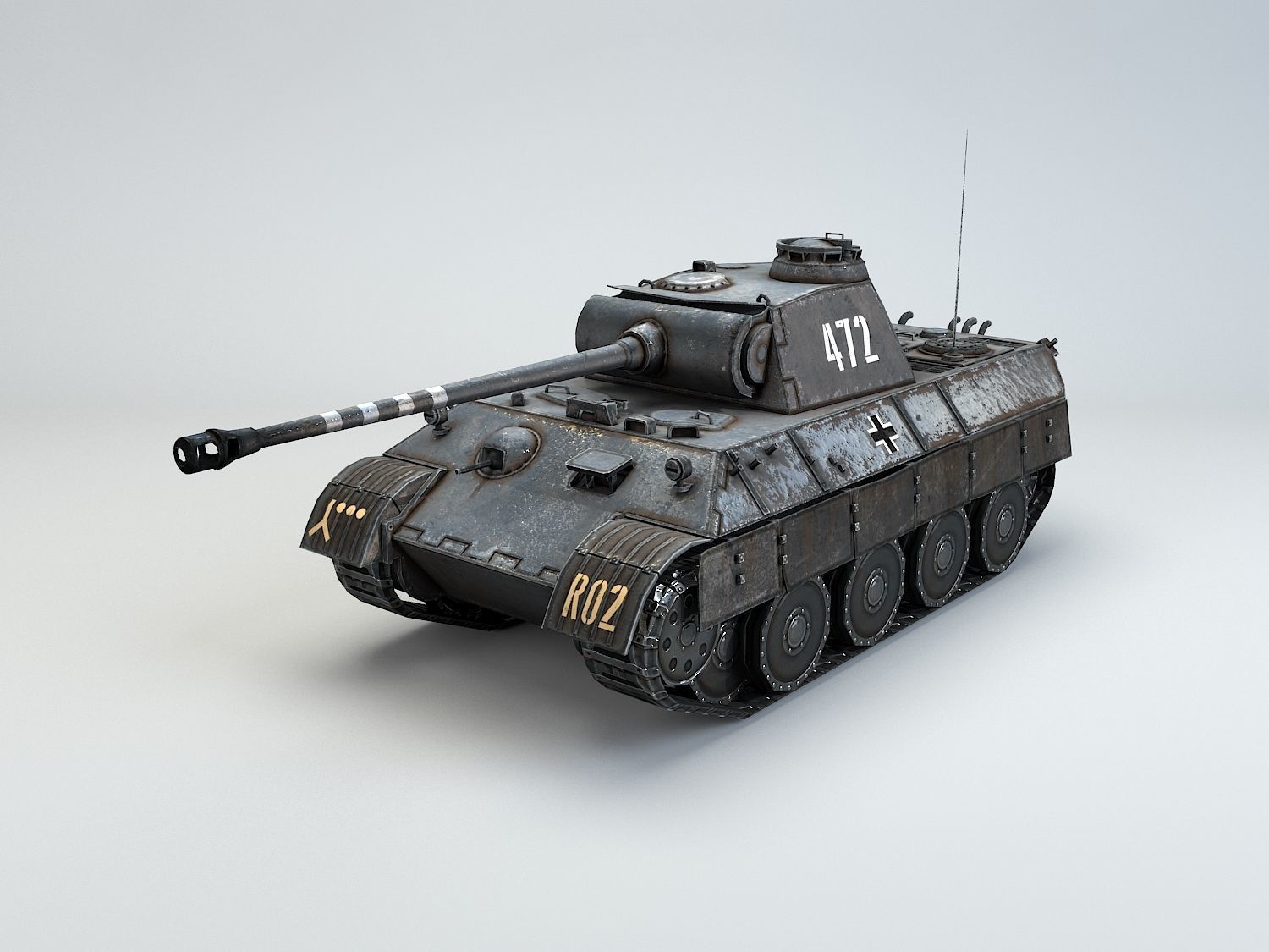 3D model Low Poly Panzer V Panther D medium tank VR / AR / low-poly ...