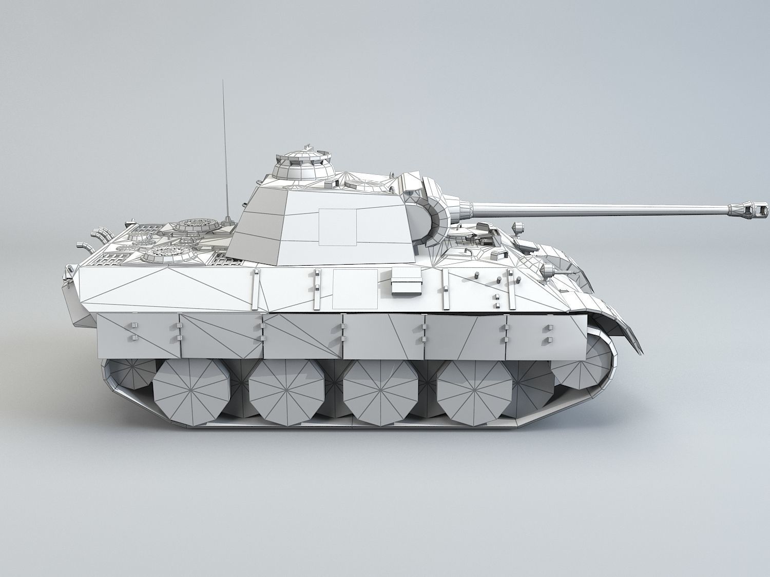 3D model Low Poly Panzer V Panther D medium tank VR / AR / low-poly ...