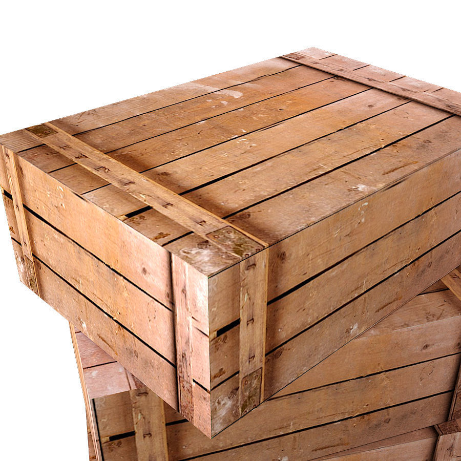 Collection of wooden and metal boxes with realistic textures 3D model ...