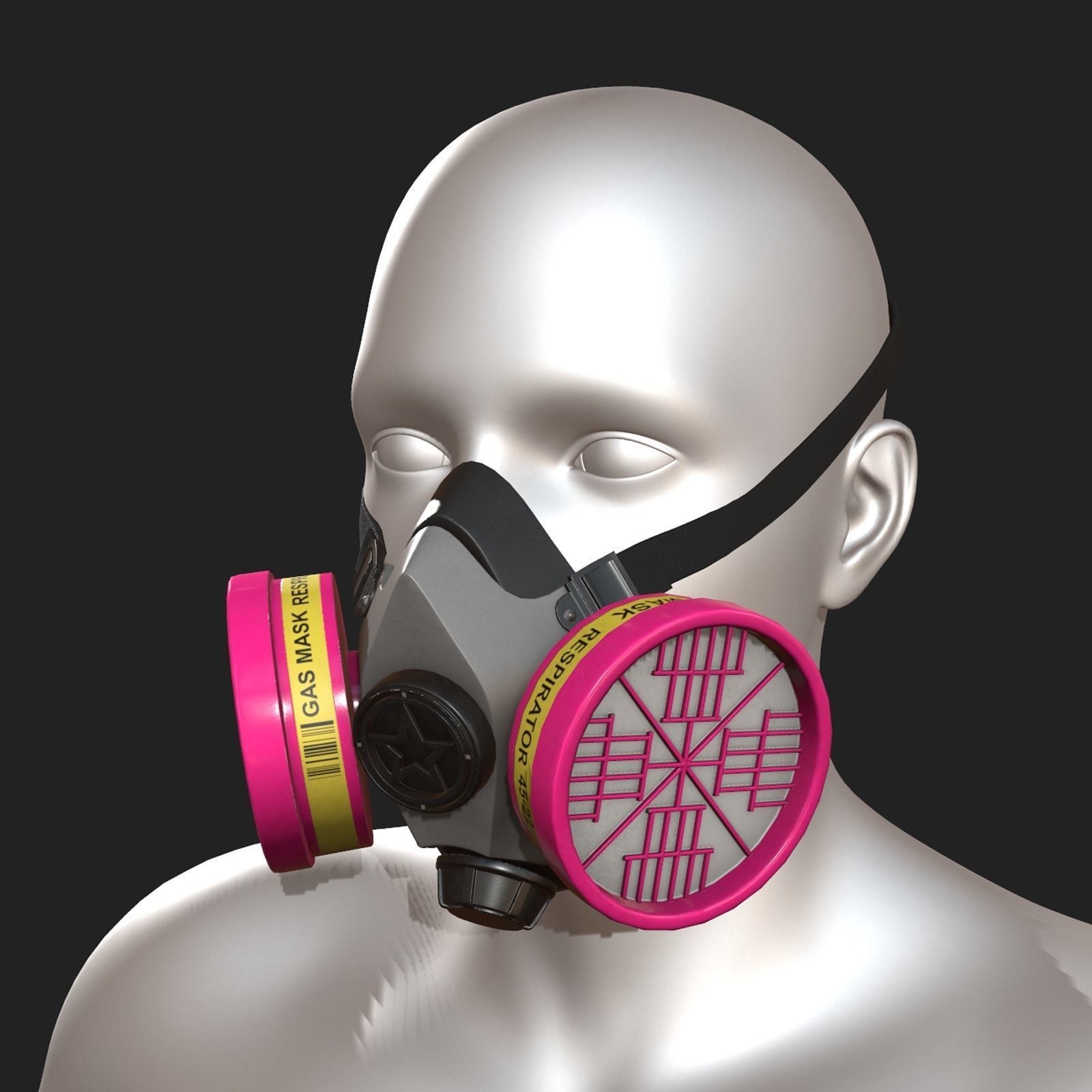 3D model Gas mask plastic protection combat military VR / AR / low-poly ...