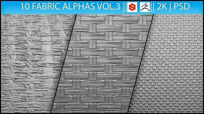 10 Fabric Alphas Vol 3 for ZBrush and Substance 3D model | CGTrader