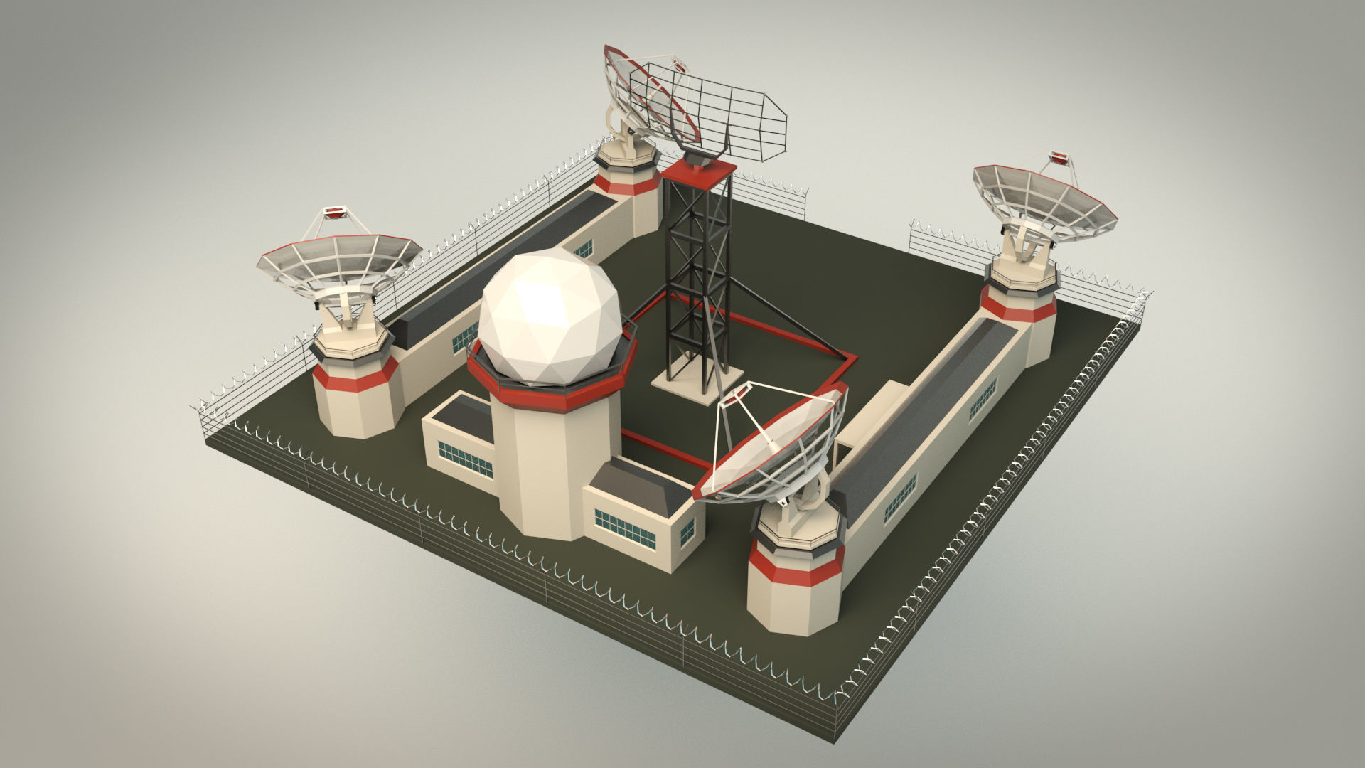 3D model Low Poly Radar Station VR / AR / low-poly | CGTrader