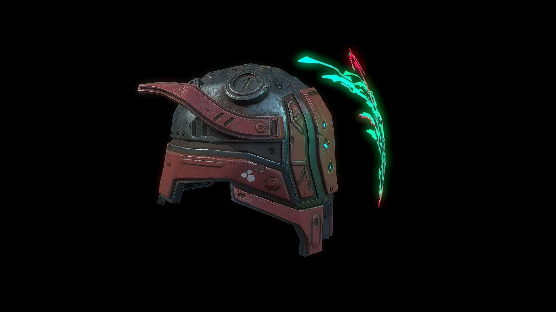 3D model Low poly sci fi helmet with holographic mask VR / AR / low ...