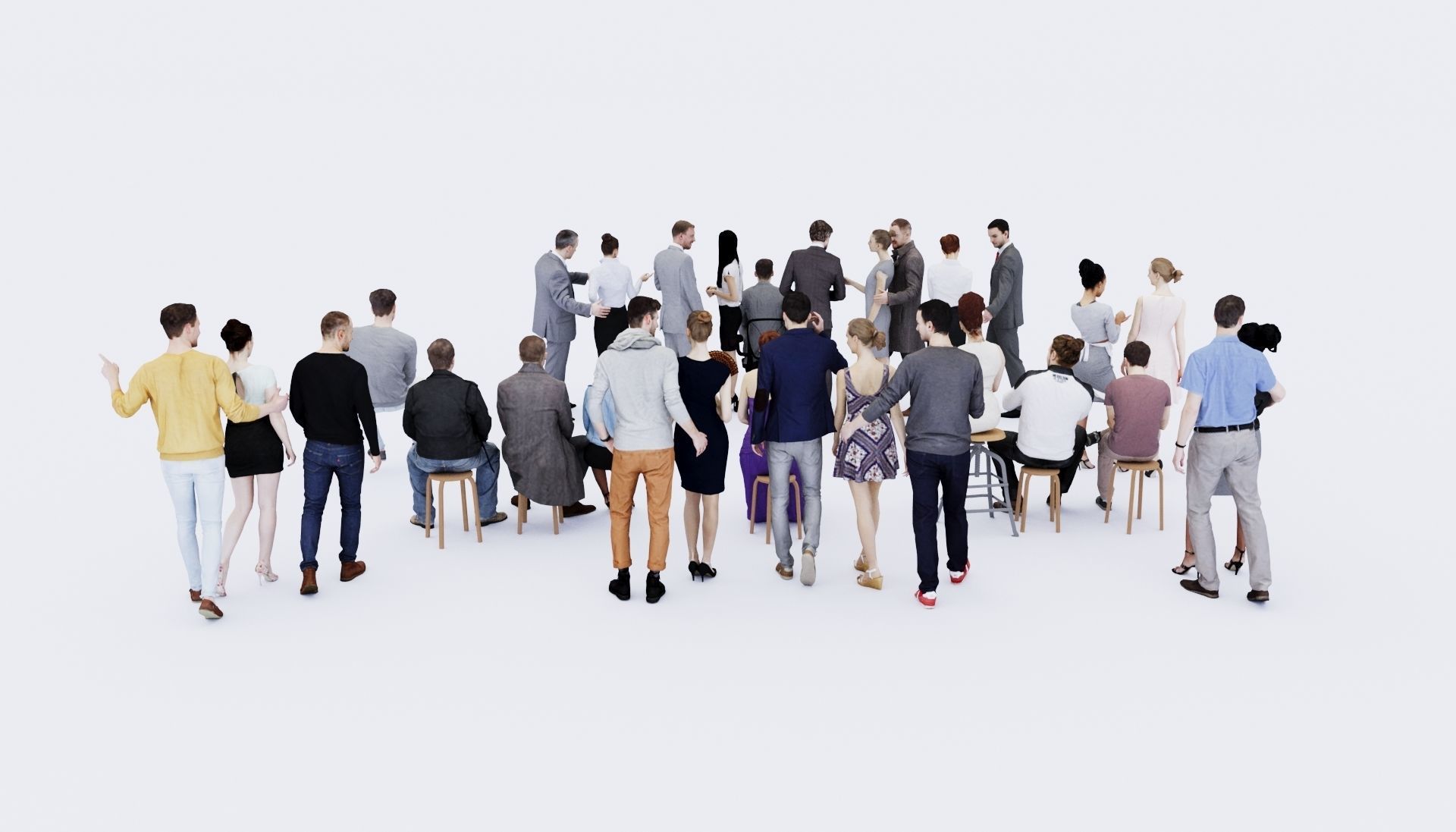 3D model 30x LOW POLY CASUAL CAFE VOL02 BUSINESS PEOPLE CROWD VR / AR ...