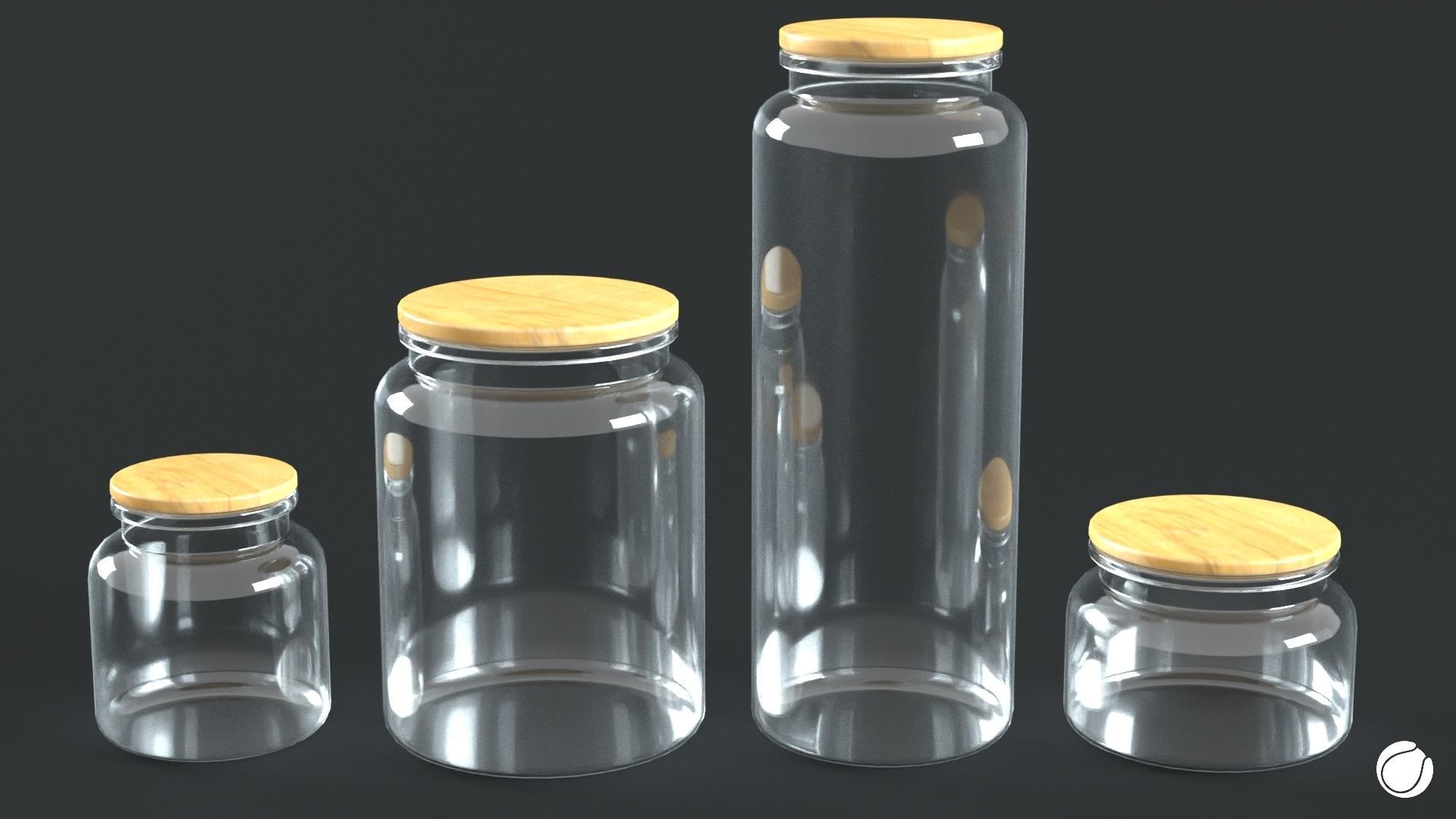 Glass Jars with Wooden Caps 3D asset | CGTrader