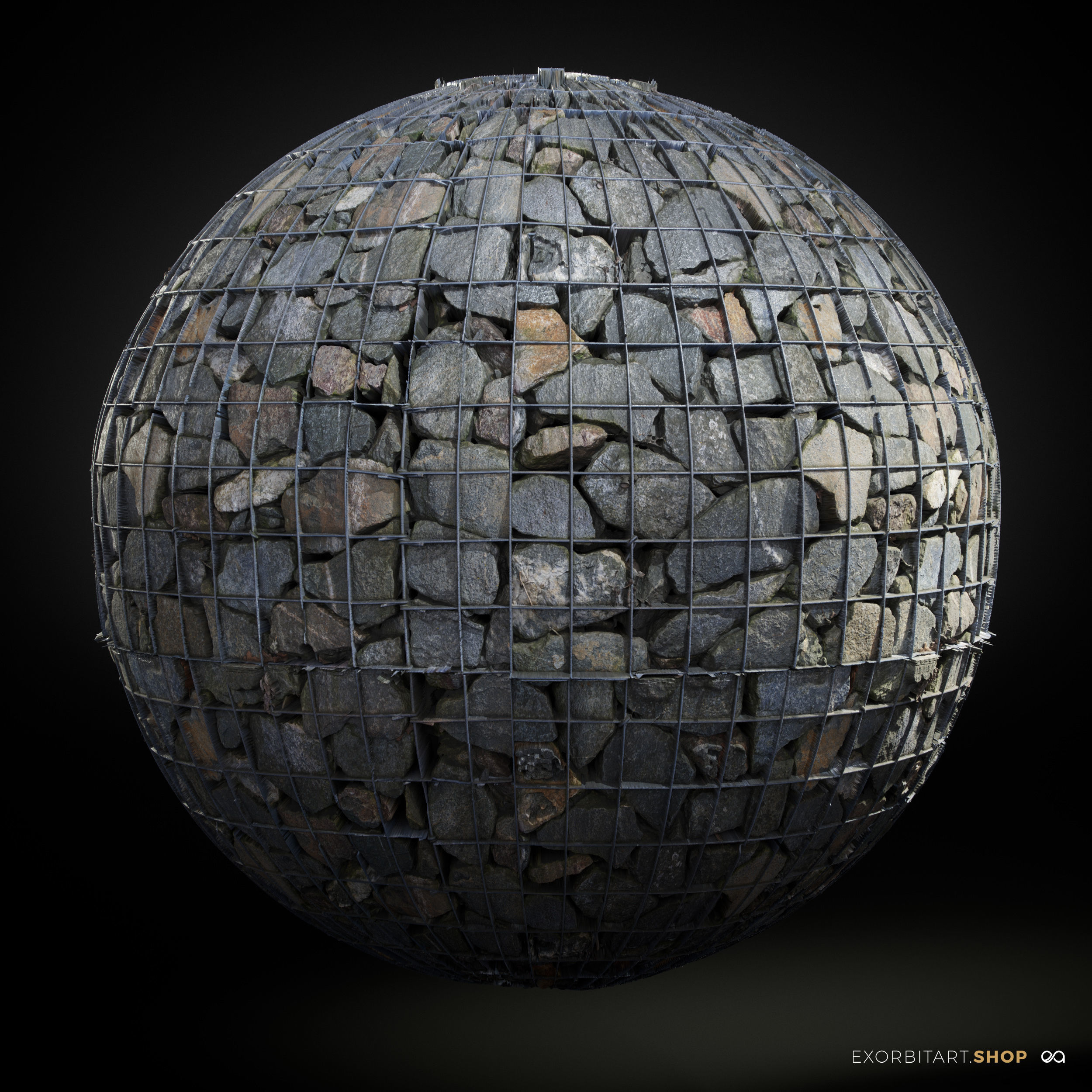 Seamless PBR Scanned Gabion Stone Wall 1x1m Texture Texture | CGTrader