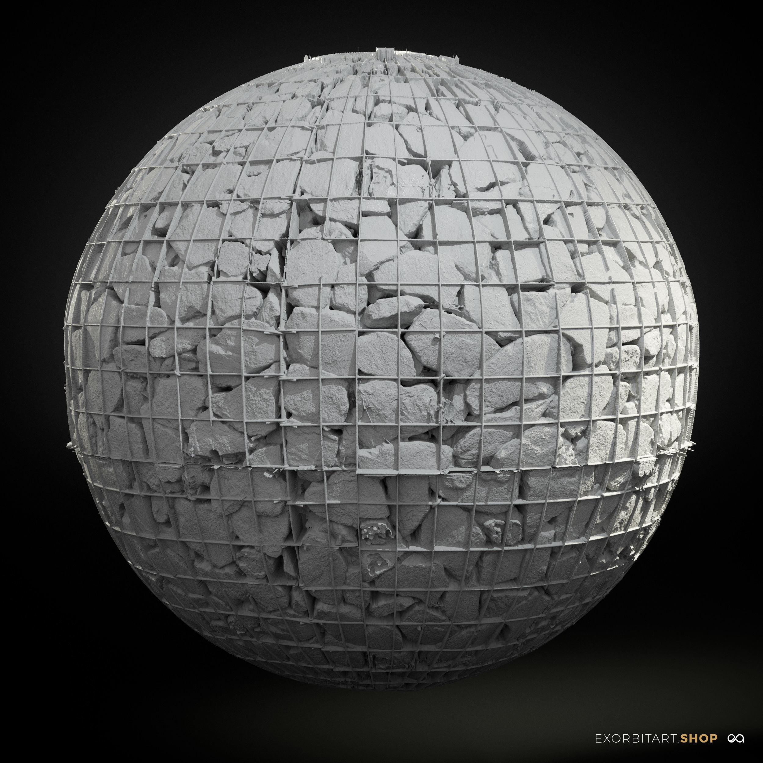 Seamless PBR Scanned Gabion Stone Wall 1x1m Texture Texture | CGTrader