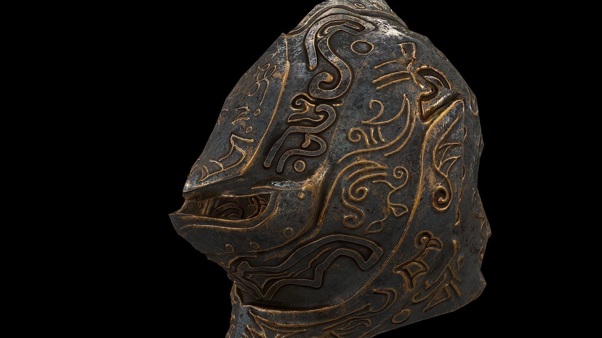 3D model Low poly fantasy helmet for character customisation VR / AR ...