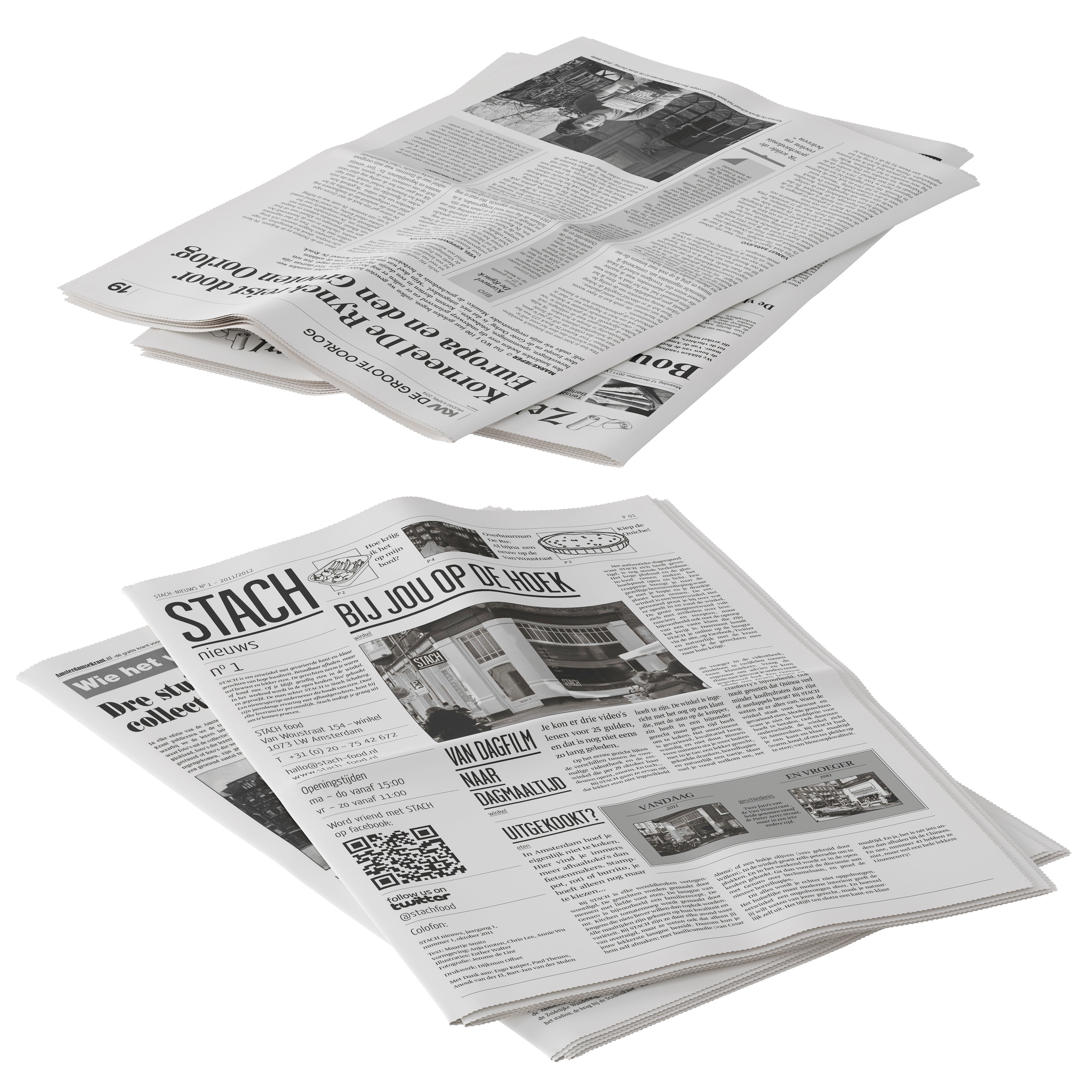 folded newspapers stack collection 3D model | CGTrader