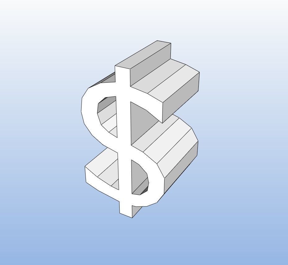 3D model Dollar 3D sign VR / AR / low-poly | CGTrader
