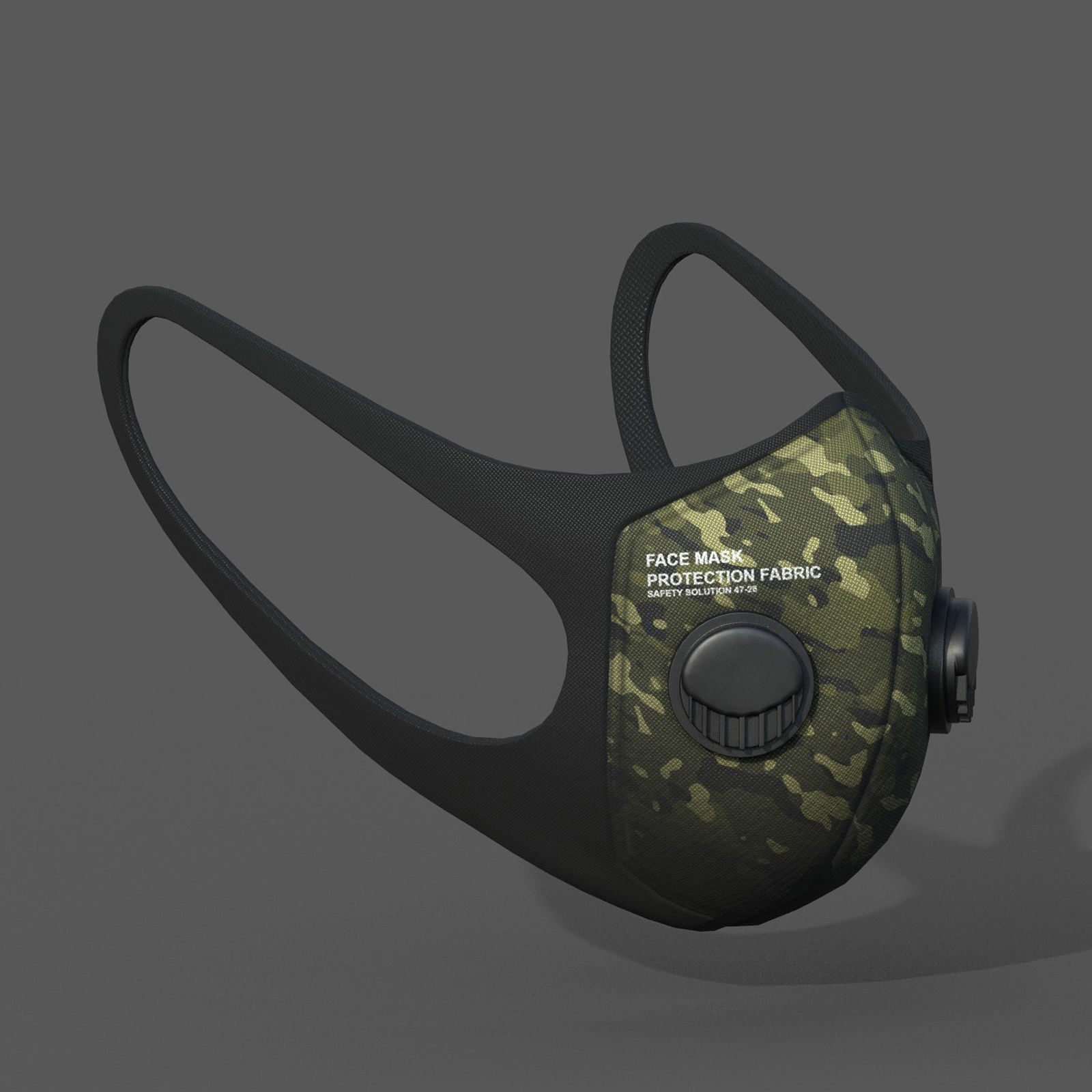 3D model Gas mask protection futuristic fabric safety VR / AR / low ...