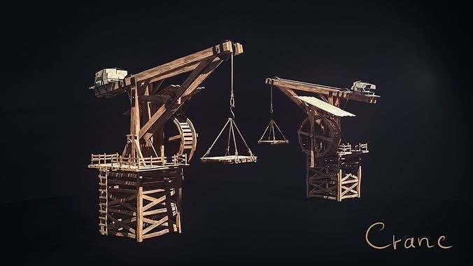 3D model Crane Medieval Low Poly VR / AR / low-poly | CGTrader