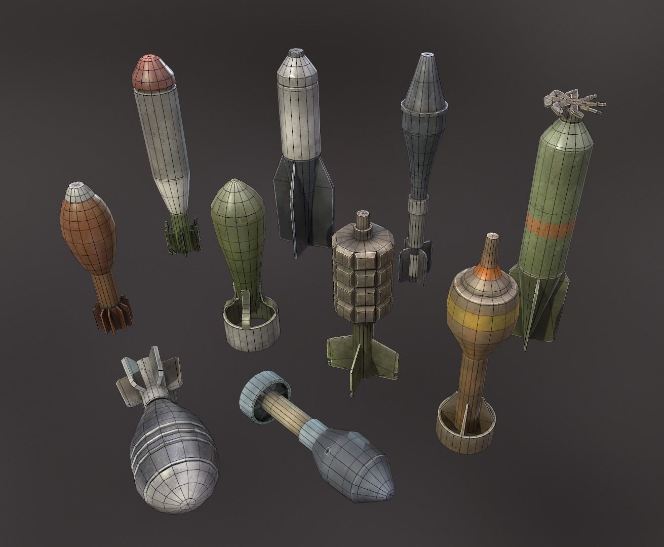 3D model Stylized bombs pack VR / AR / low-poly | CGTrader