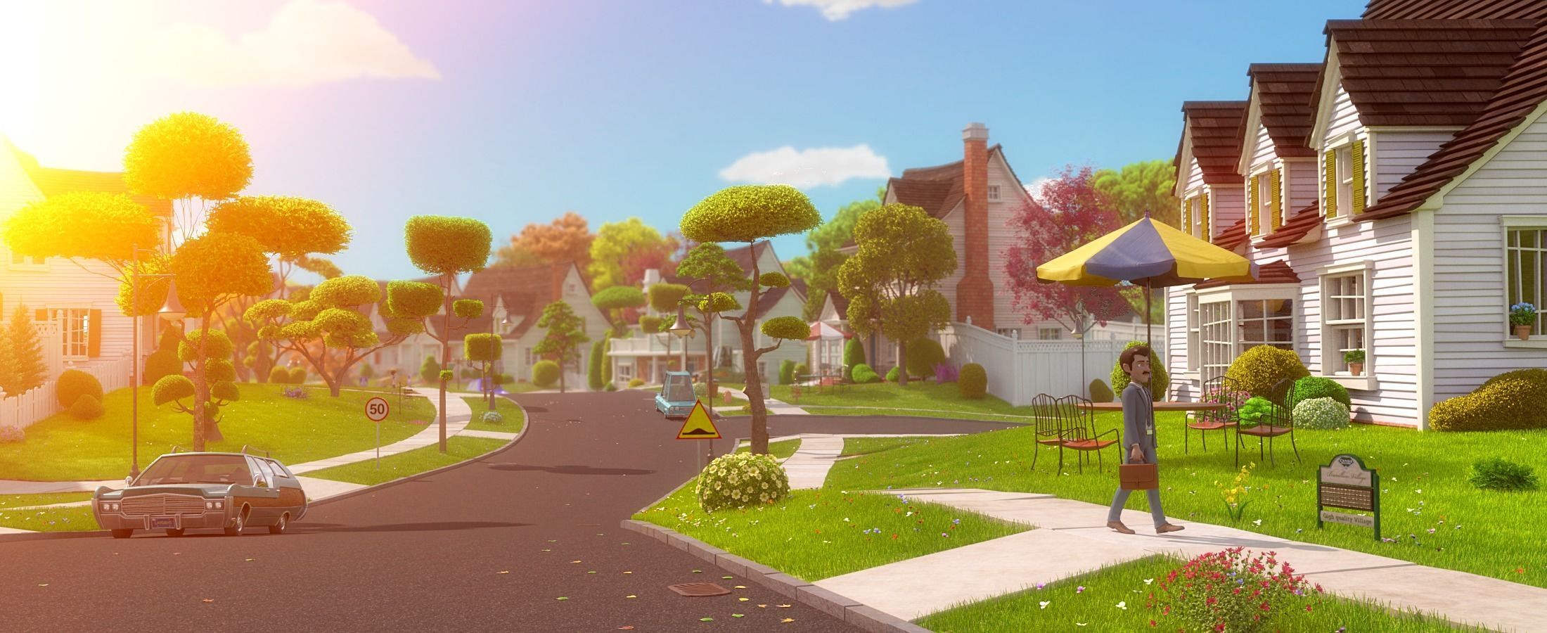 Cartoon Town Home Exterior Scene 3D model | CGTrader