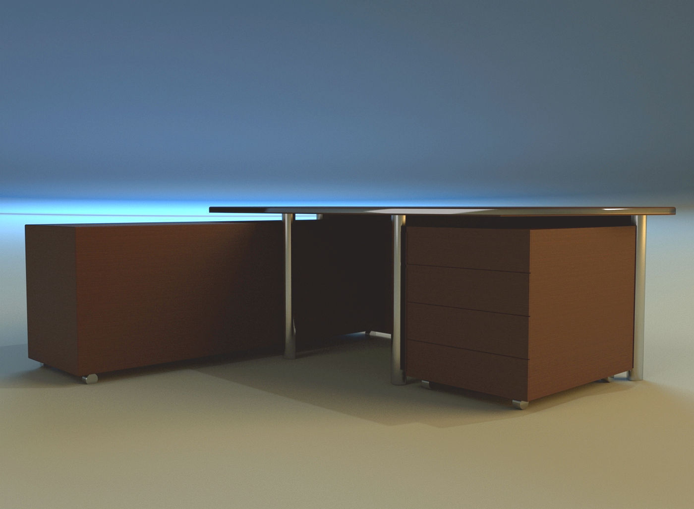 Computer table big 3D model | CGTrader