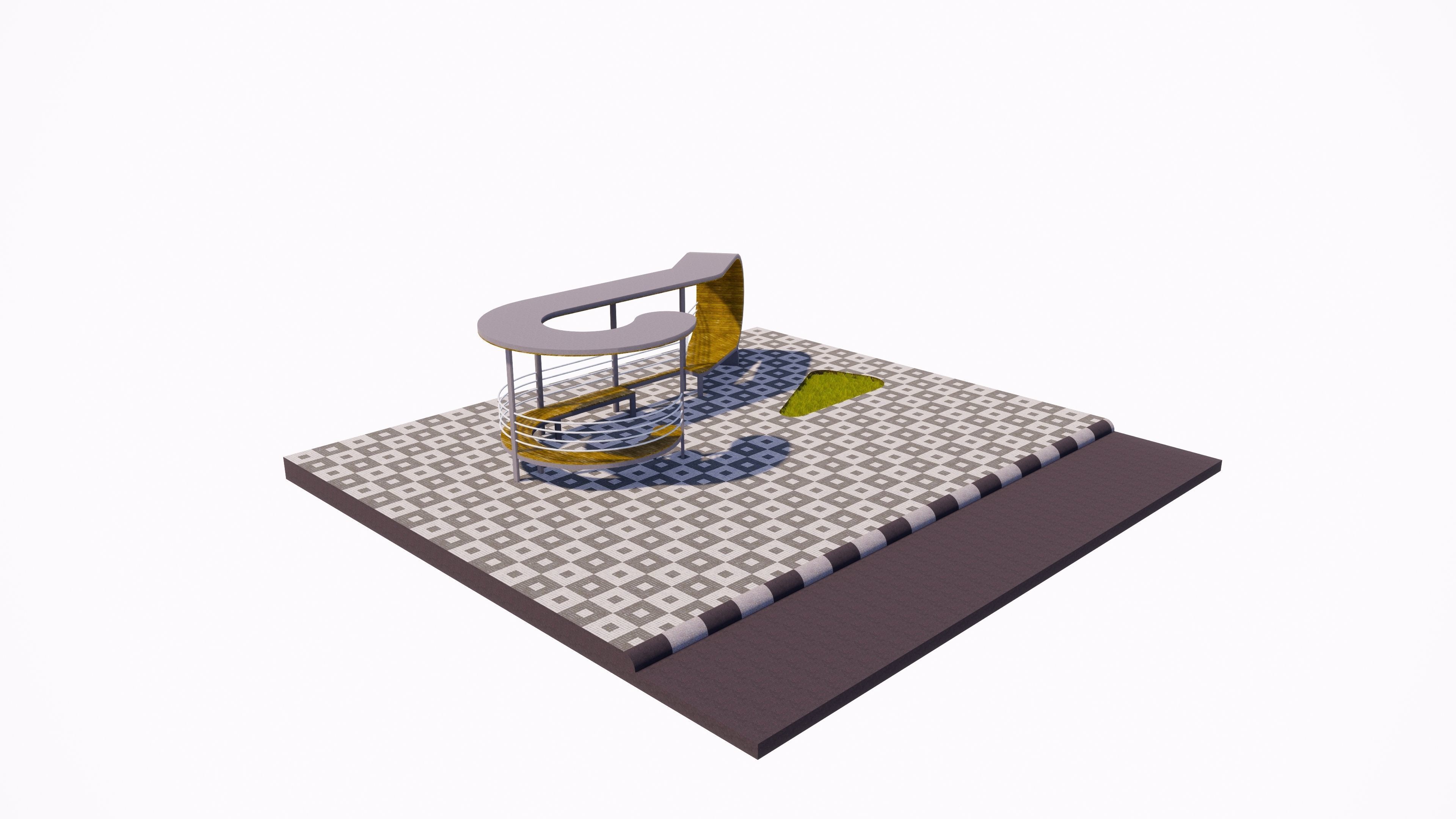 rest area design 3D model animated | CGTrader