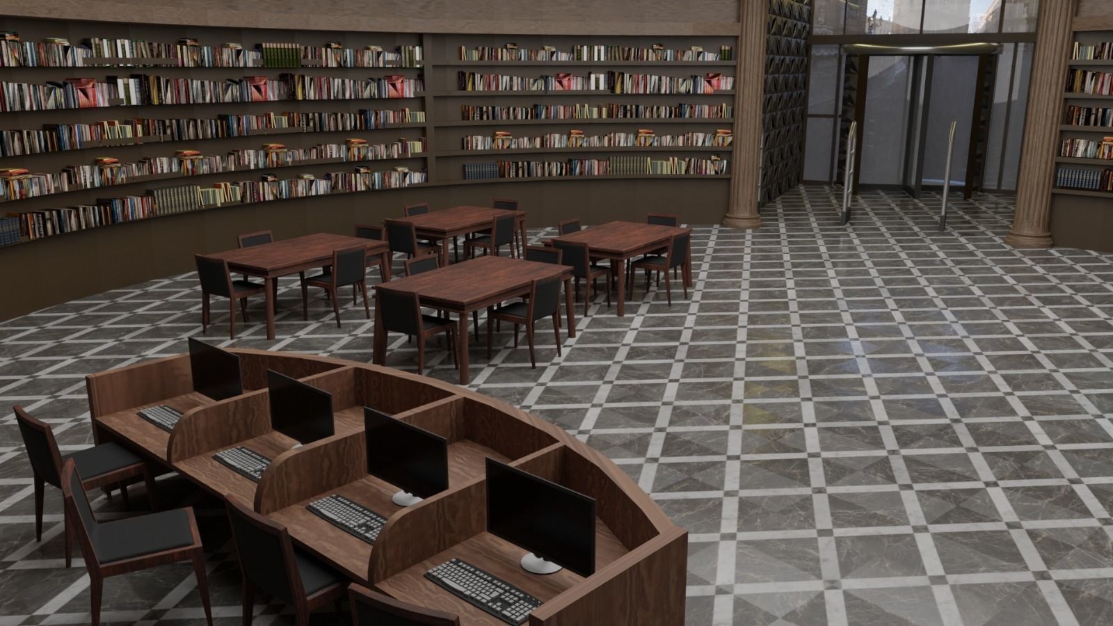 3D model Public Library Interior VR / AR / low-poly | CGTrader