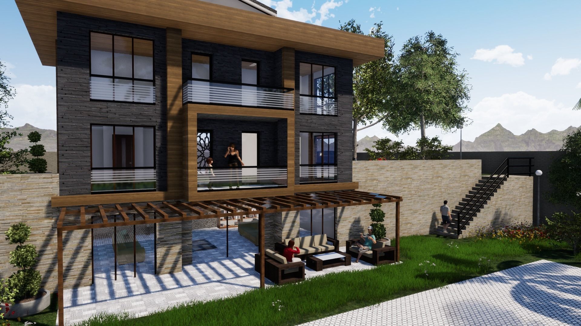 TRIPLEX HOUSE free VR / AR / low-poly 3D model | CGTrader