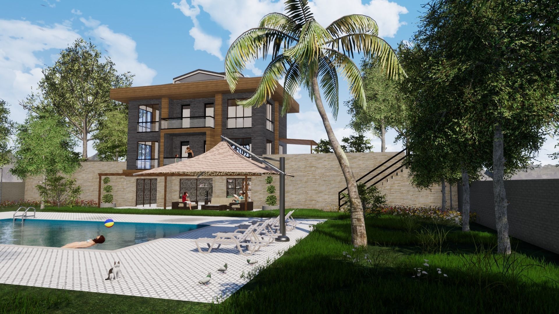 TRIPLEX HOUSE free VR / AR / low-poly 3D model | CGTrader