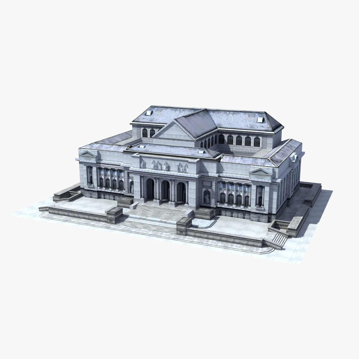 3D model Classic Civic Building - NY Library VR / AR / low-poly | CGTrader